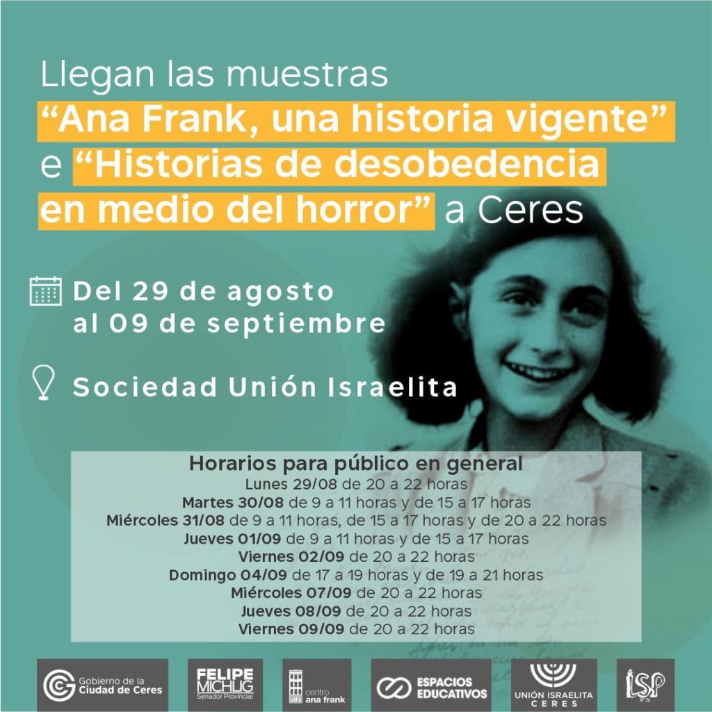 La muestra "Ana Frank” estará desde el lunes 29 de agosto en Ceres ...